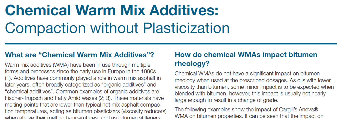 Warm Mix Additives: Compaction without Plasticization | Cargill